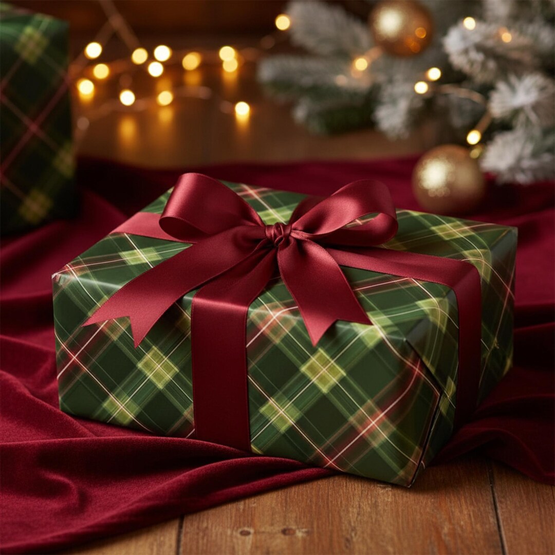 Christmas Plaid Wrapping Paper: Forest Green Tartan Gift Wrap - Etsy
