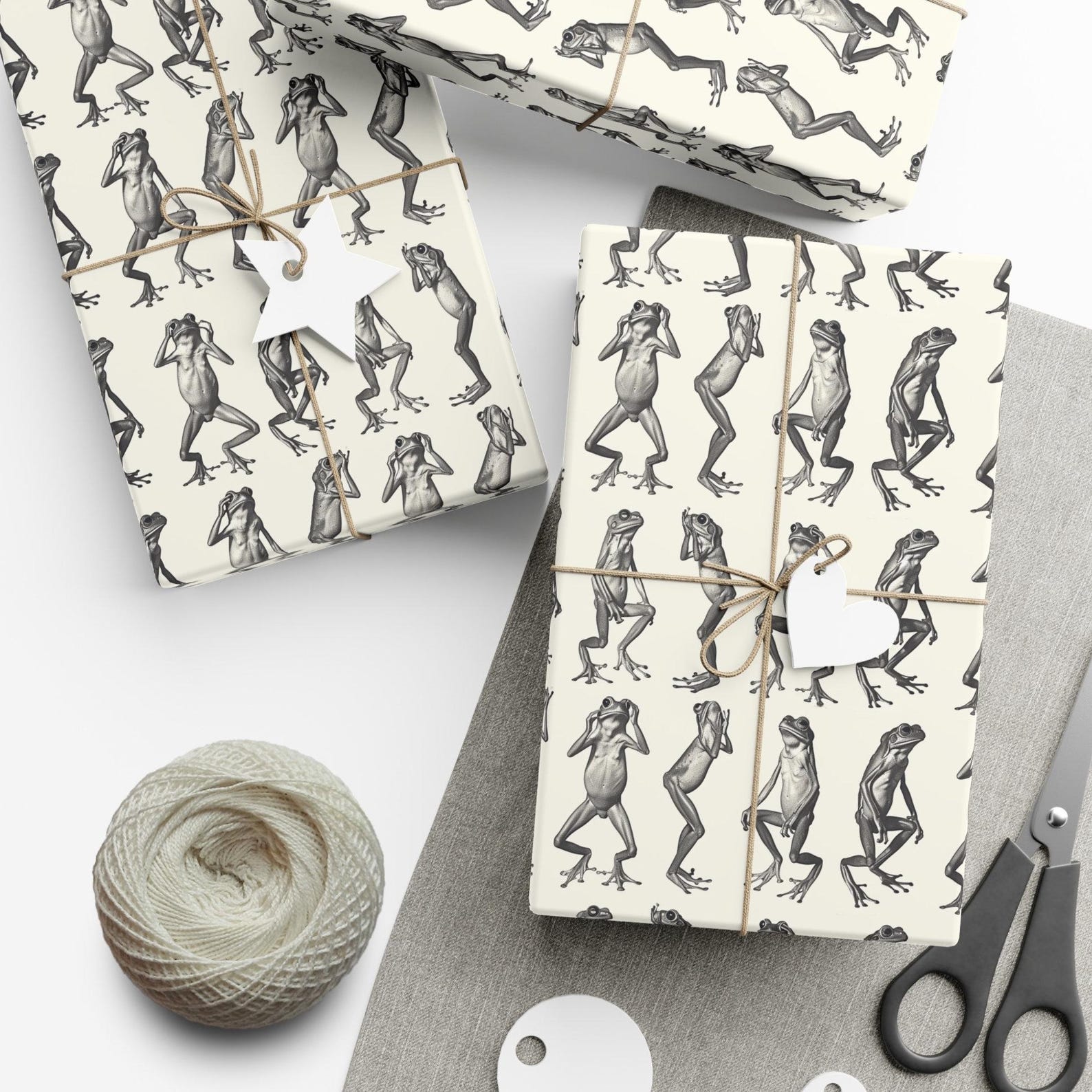 Frog Illustration Wrapping Paper: Quirky Amphibian Gift Wrap, Frog ...