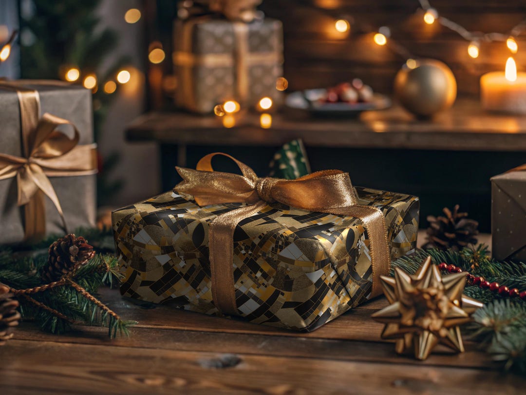 Golden Wrapping Paper Glitter Art Deco Gift Wrap Gold Mosaic Paper ...