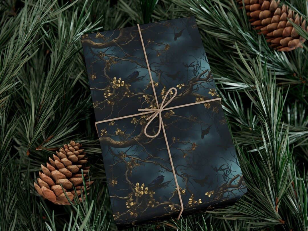 Majestic Ravens Gift Wrapping Paper Hand Drawn Birds Forest Inspired ...