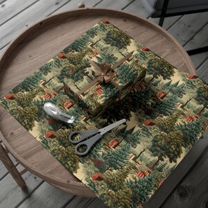 Vintage Christmas Wrapping Paper Retro Style Joyful Holiday Gift Wrap ...