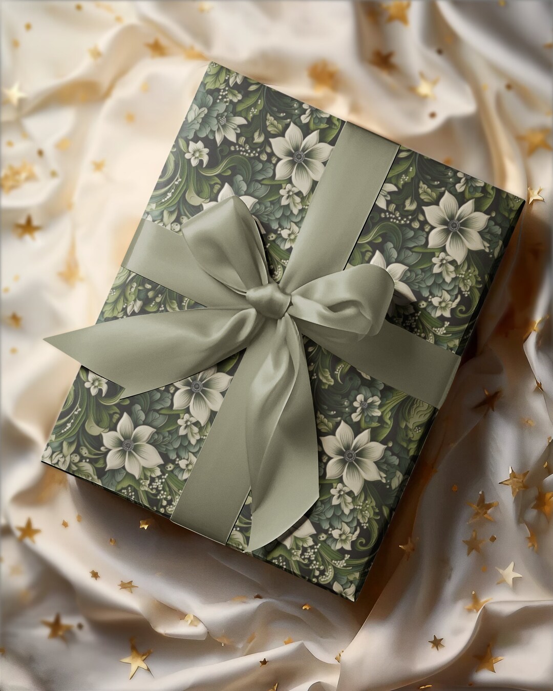Green Wrapping Paper Vibrant Floral Gift Wrapping Paper Beautiful ...