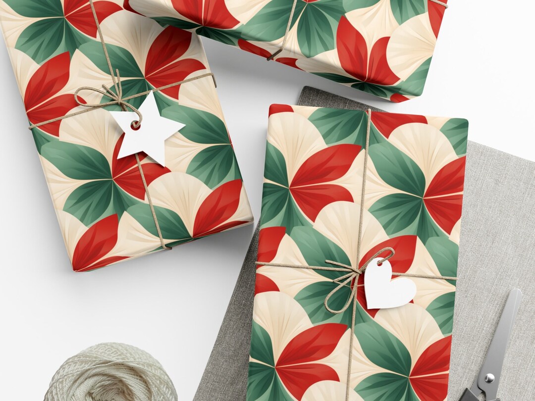 Large Print Abstract Christmas Gift Wrapping Paper With - Etsy