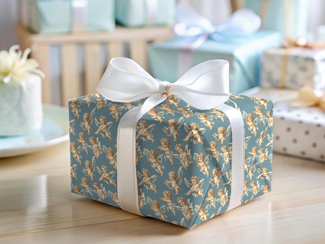 Vintage Cherub Wrapping Paper Angel Gift Wrap Baby Angel Romantic Gift ...