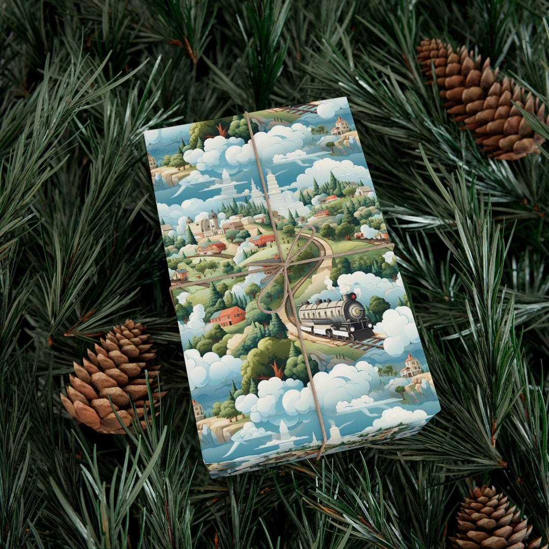 Charming Train Journey Wrapping Paper Vintage Railway Gift Wrap Scenic ...