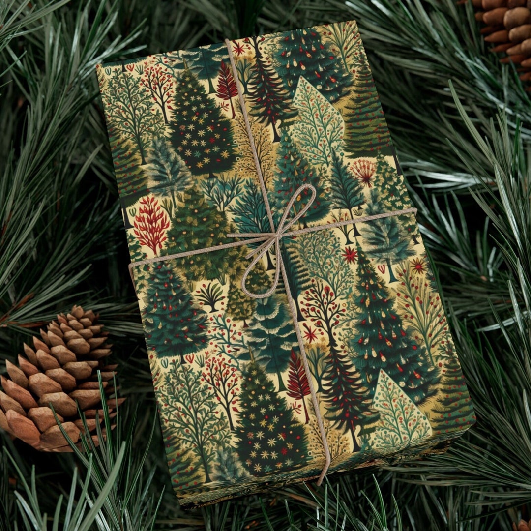 Vintage Christmas Wrapping Paper Retro Style Joyful Holiday Gift Wrap ...