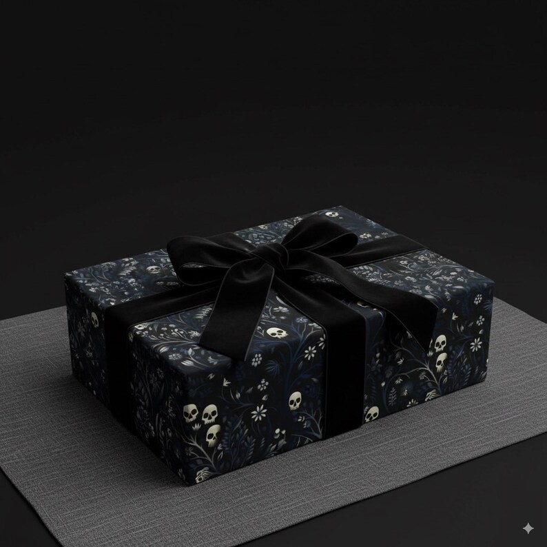 Floral Skull Halloween Wrapping Paper: Gothic Spooky Gift Wrap - Etsy