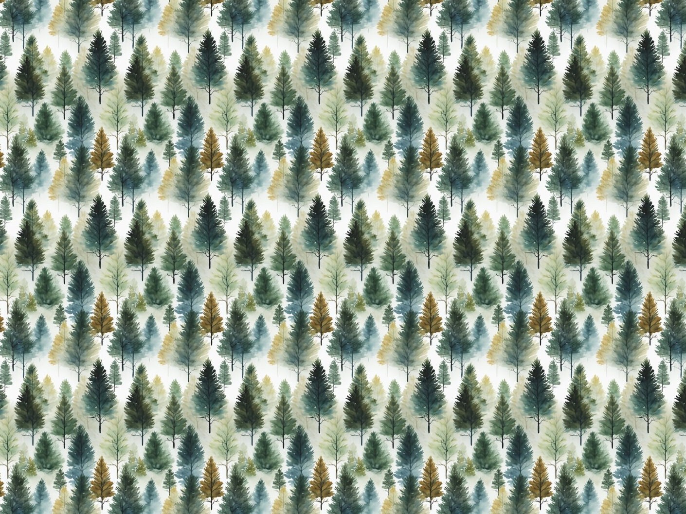 Nature Christmas Gift Wrapping Paper Evergreen Trees Christmas Tree ...