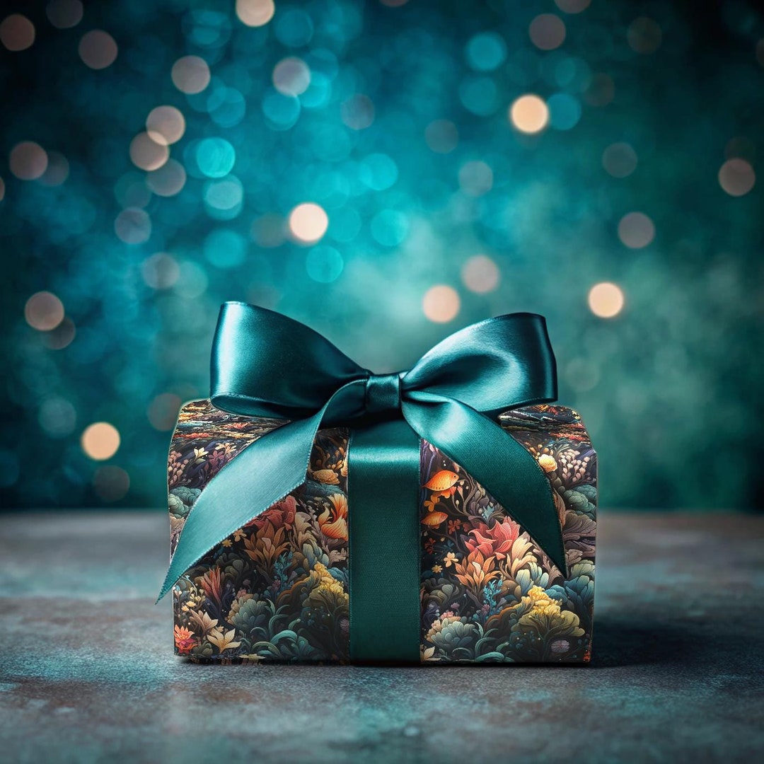 Scuba Diving Wrapping Paper Deep Sea Botanical Gift Wrap Colorful Ocean ...