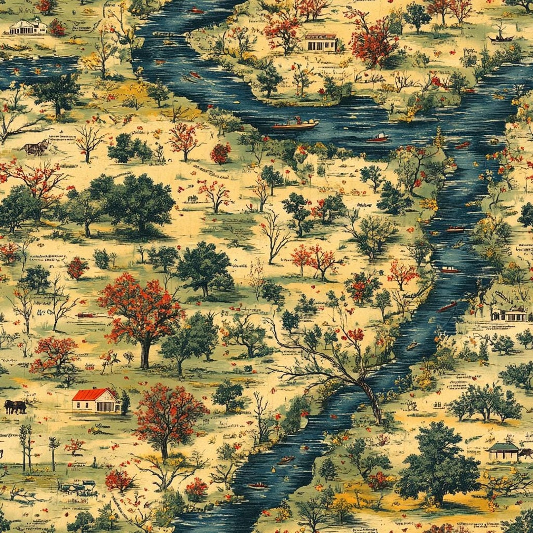 Rustic Landscape Wrapping Paper Vintage Map Gift Wrap Antique Scenic ...