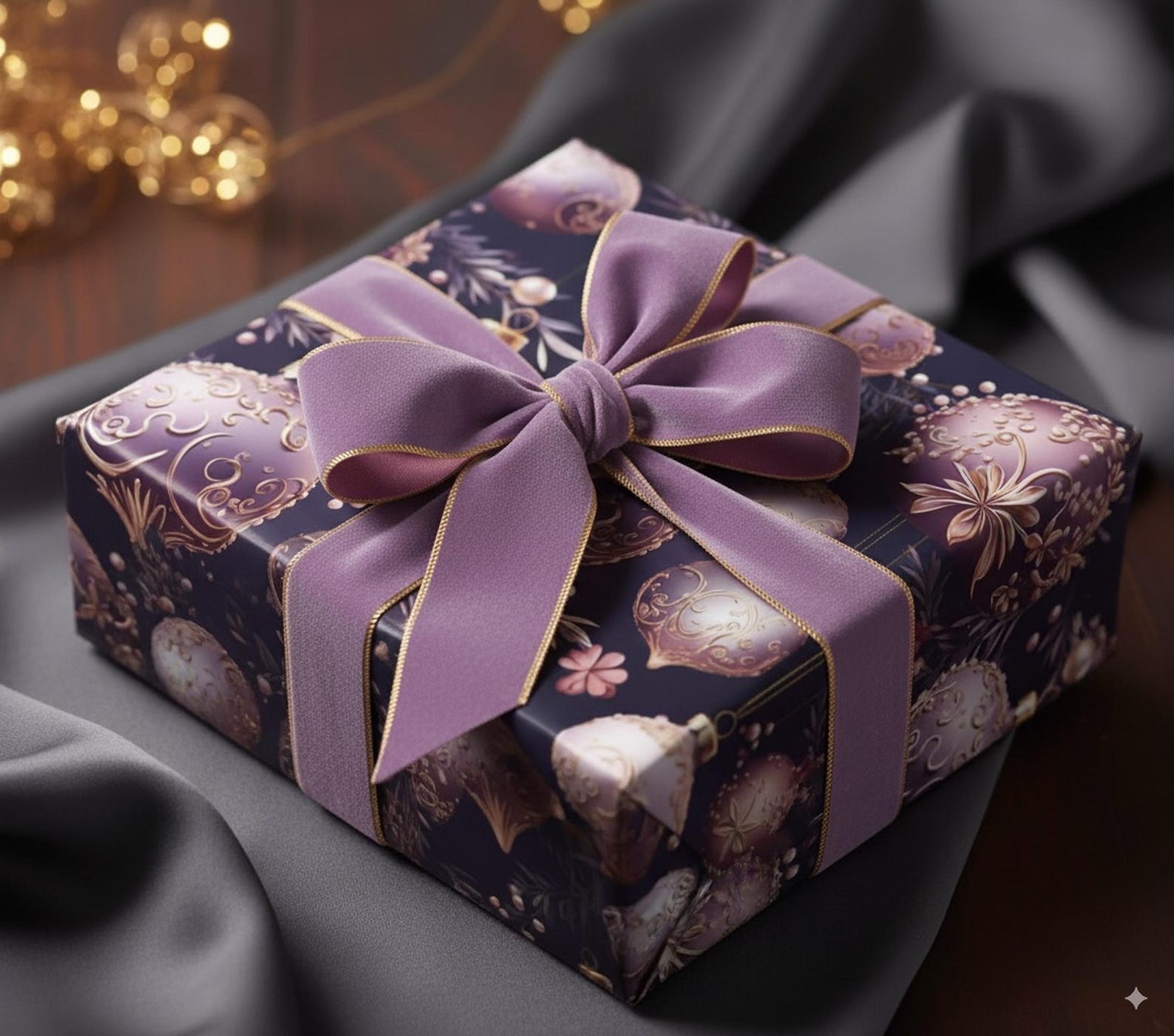 Christmas Wrapping Paper Purple on Purple Gold Royal Purple Pink ...