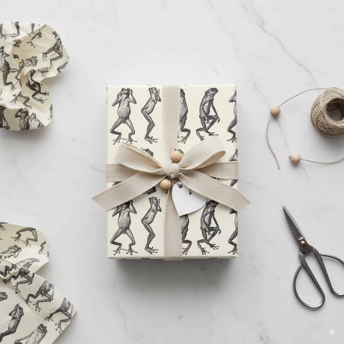 Frog Illustration Wrapping Paper: Quirky Amphibian Gift Wrap, Frog ...