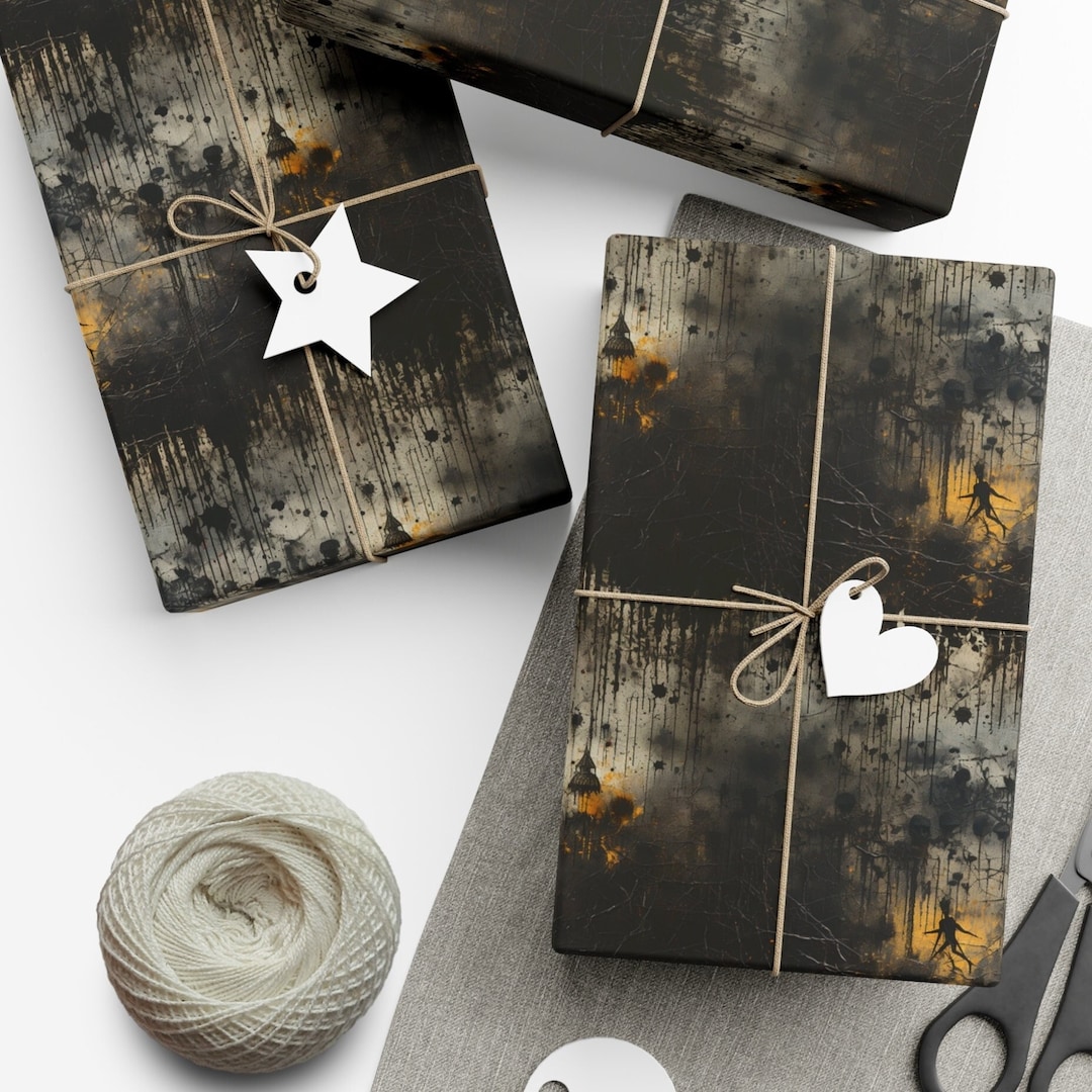 Dark Abstract Gift Wrap Paint Splatter Wrapping Paper Modern Gift Wrap ...