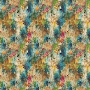 Vibrant Floral Wrapping Paper Spring Abstract Art Paint Stroke Rustic ...
