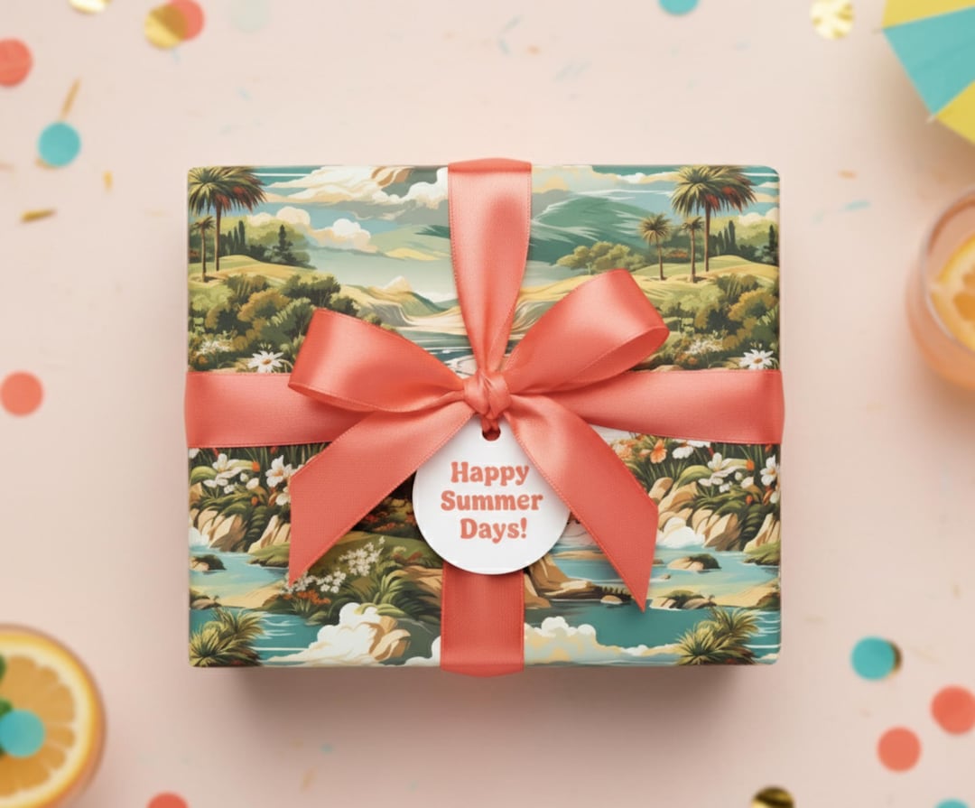 Tropical Island River Landscape Gift Wrapping Paper - Etsy