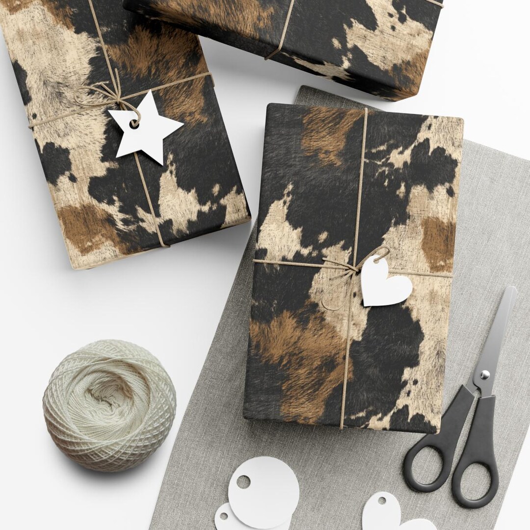 Rustic Cowhide Wrapping Paper Country Western Gift Wrap Cowboy Style ...