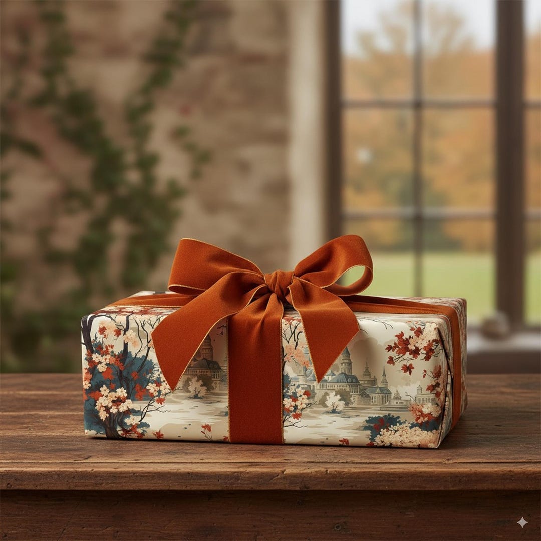 Elegant Autumn Landscape Wrapping Paper: Vintage Scenic Gift Wrap - Etsy