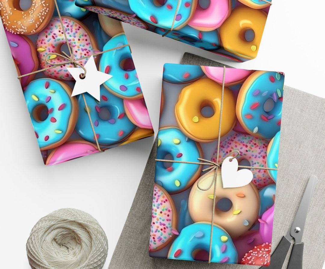 Colorful Donut Wrapping Paper: Festive Food Gift Wrap - Etsy