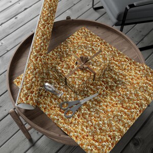 Popcorn Wrapping Paper Movie Night Gift Wrap Popped Corn Paper Birthday ...