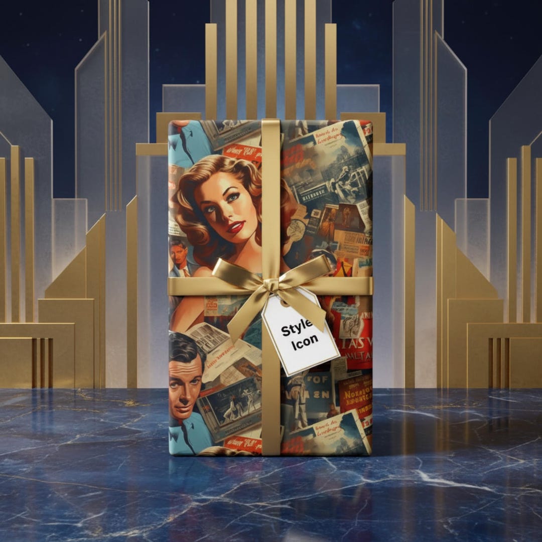 Vintage Hollywood Magazine Cover Wrapping Paper: Retro Film Design, Los ...