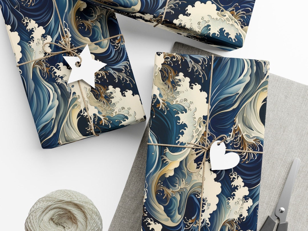 Waves Wrapping Paper Ocean Japanese Art Water Tropical Gift Wrap ...