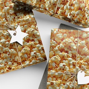 Popcorn Wrapping Paper Movie Night Gift Wrap Popped Corn Paper Birthday ...