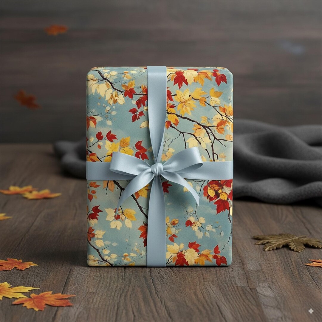 Autumn Leaves Wrapping Paper: Colorful Fall Gift Wrap, Recycled Paper ...