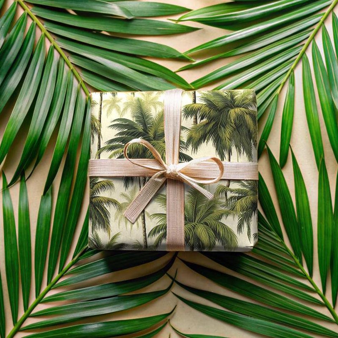 Tropical Palm Tree Gift Wrapping Paper: Beach Vacation Print - Etsy