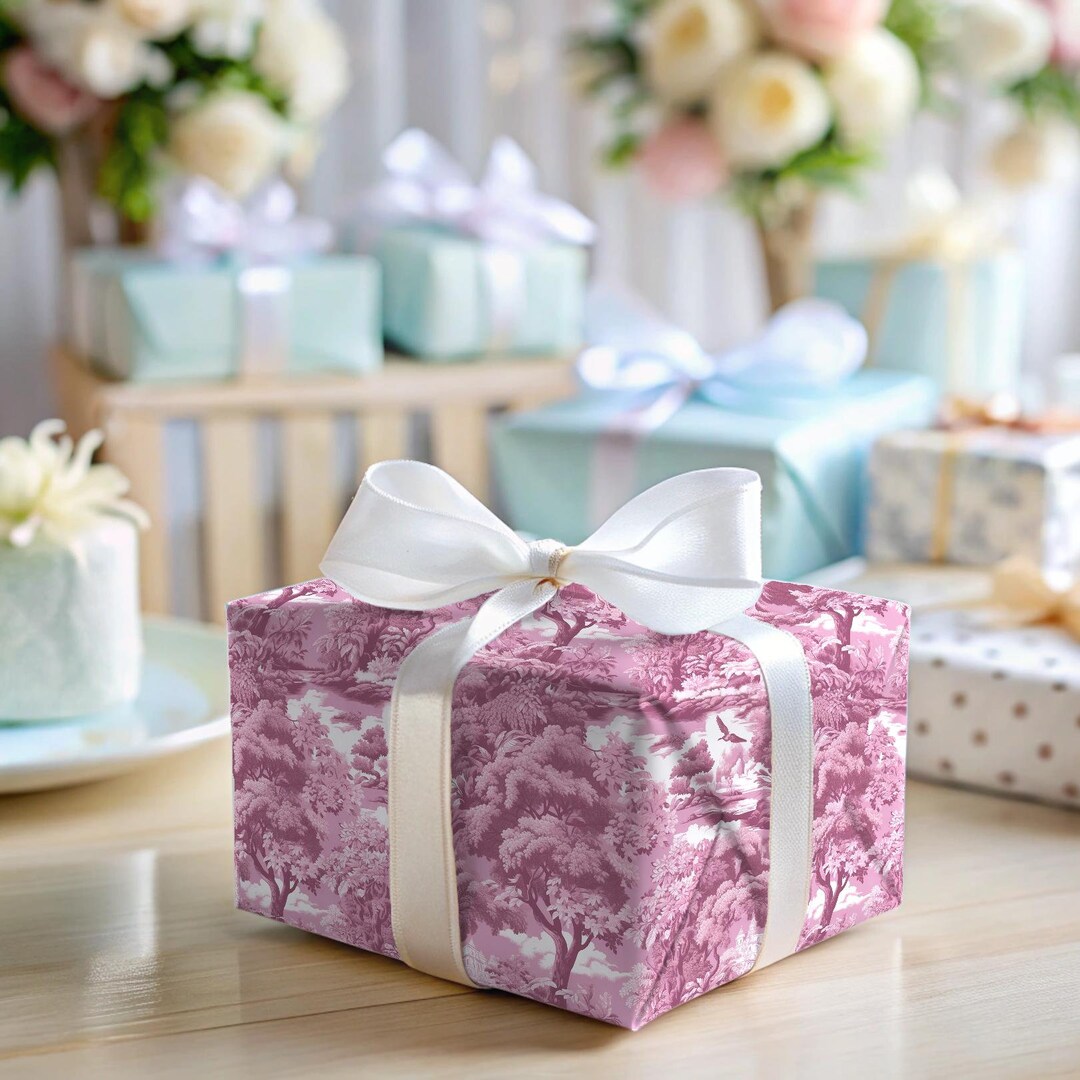 Hot Pink Wrapping Paper Chinoiserie Gift Wrap Paper Pink Cherry Blossom ...