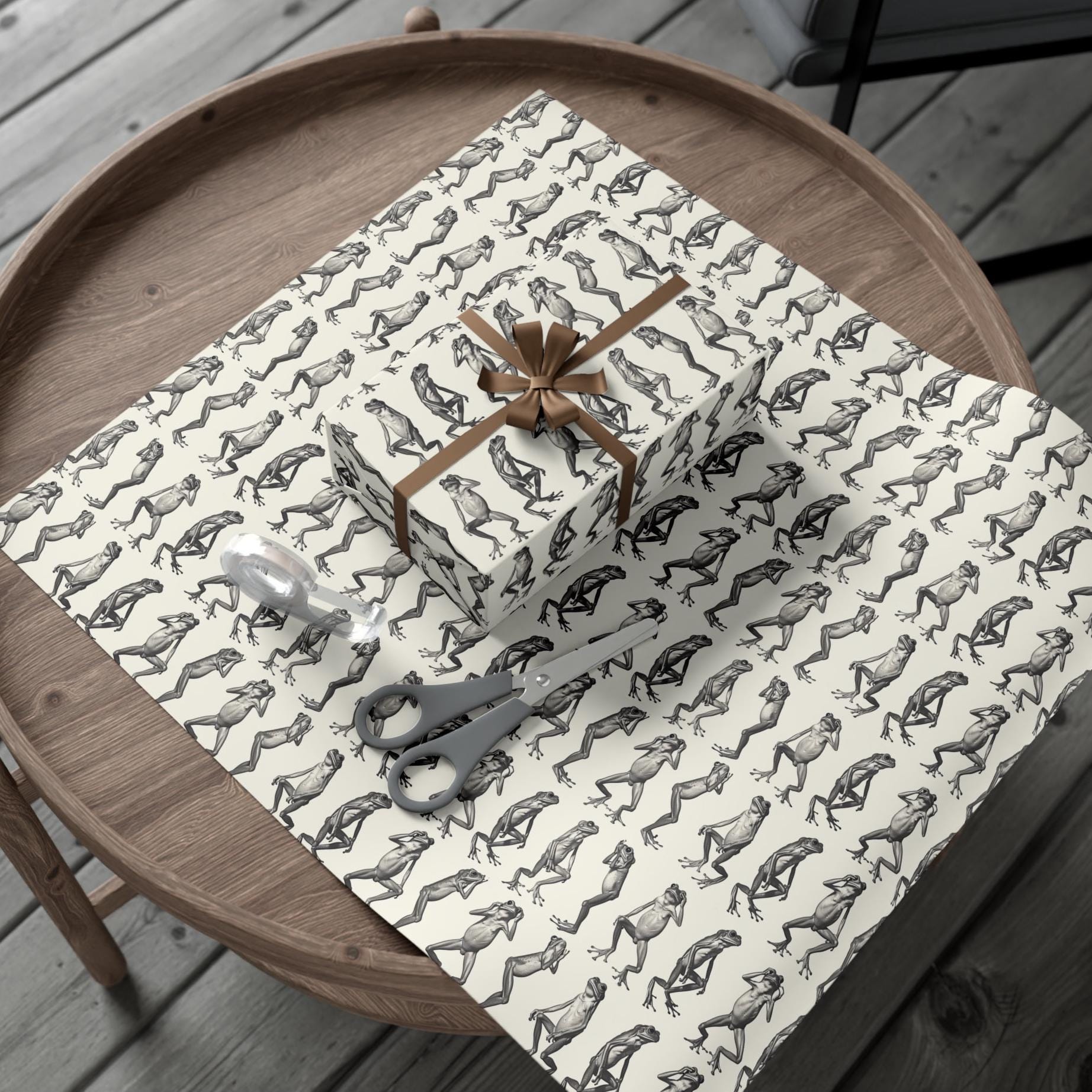 Frog Illustration Wrapping Paper: Quirky Amphibian Gift Wrap, Frog ...