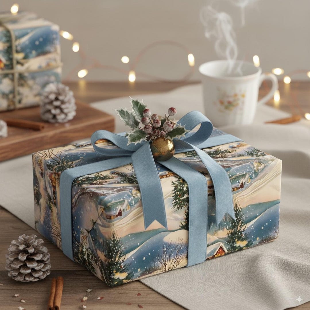 Winter Wonderland Wrapping Paper Gift Wrap Snowy Village Holiday Paper ...