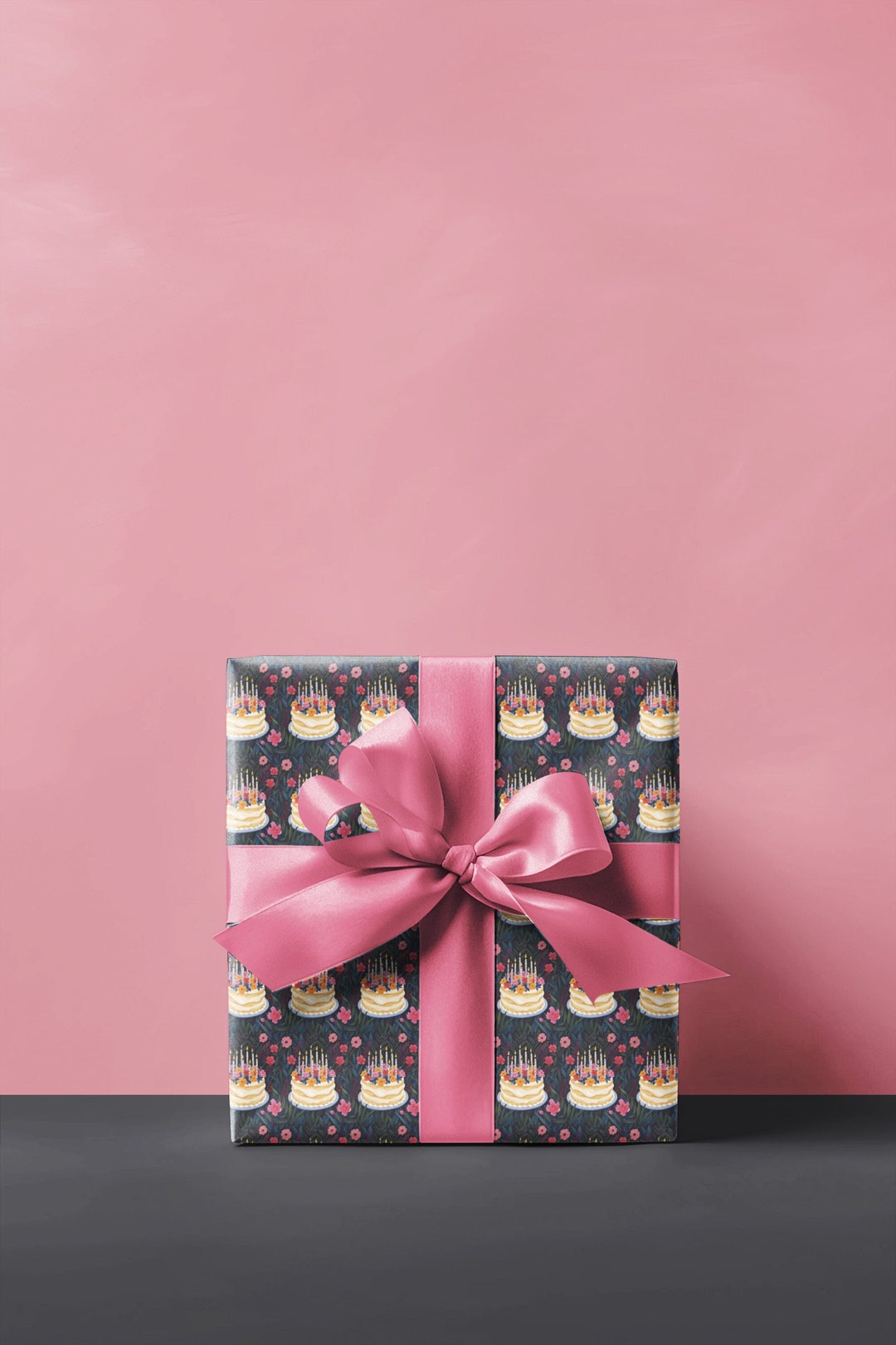 Birthday Cake Wrapping Paper Tropical Celebration Gift Wrap Party ...