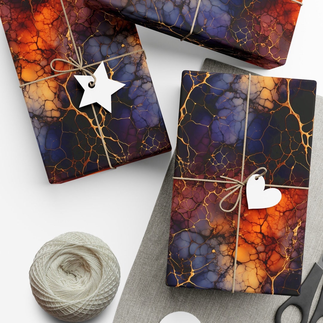 Golden Veins Marbled Wrapping Paper Asthetic Nerve Abstract Tree Branch ...