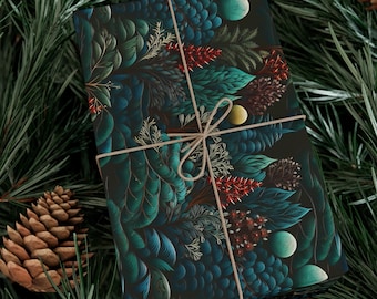 Enchanted Forest Wrapping Paper Moonlit Trees Gift Wrap Nature Night ...