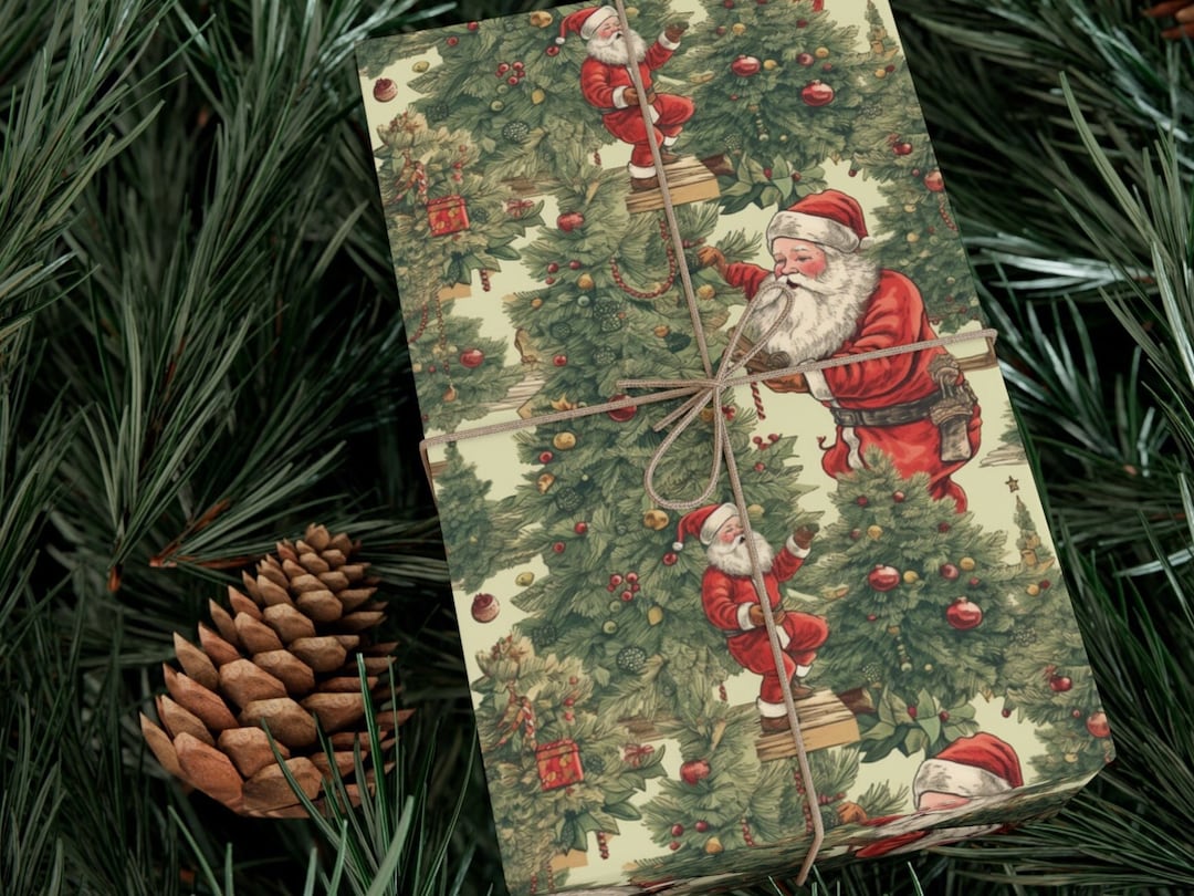 Classic Vintage Santa Claus Gift Wrapping Paper Jolly Santa Claus ...