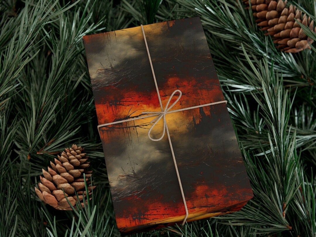 Mystical Forest Wrapping Paper Enchanting Dark Fire Smoke Gift Wrap ...