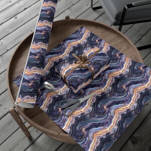 Elegant Marble Wrapping Paper Gift Wrap Purple Marbleized Design Unique ...