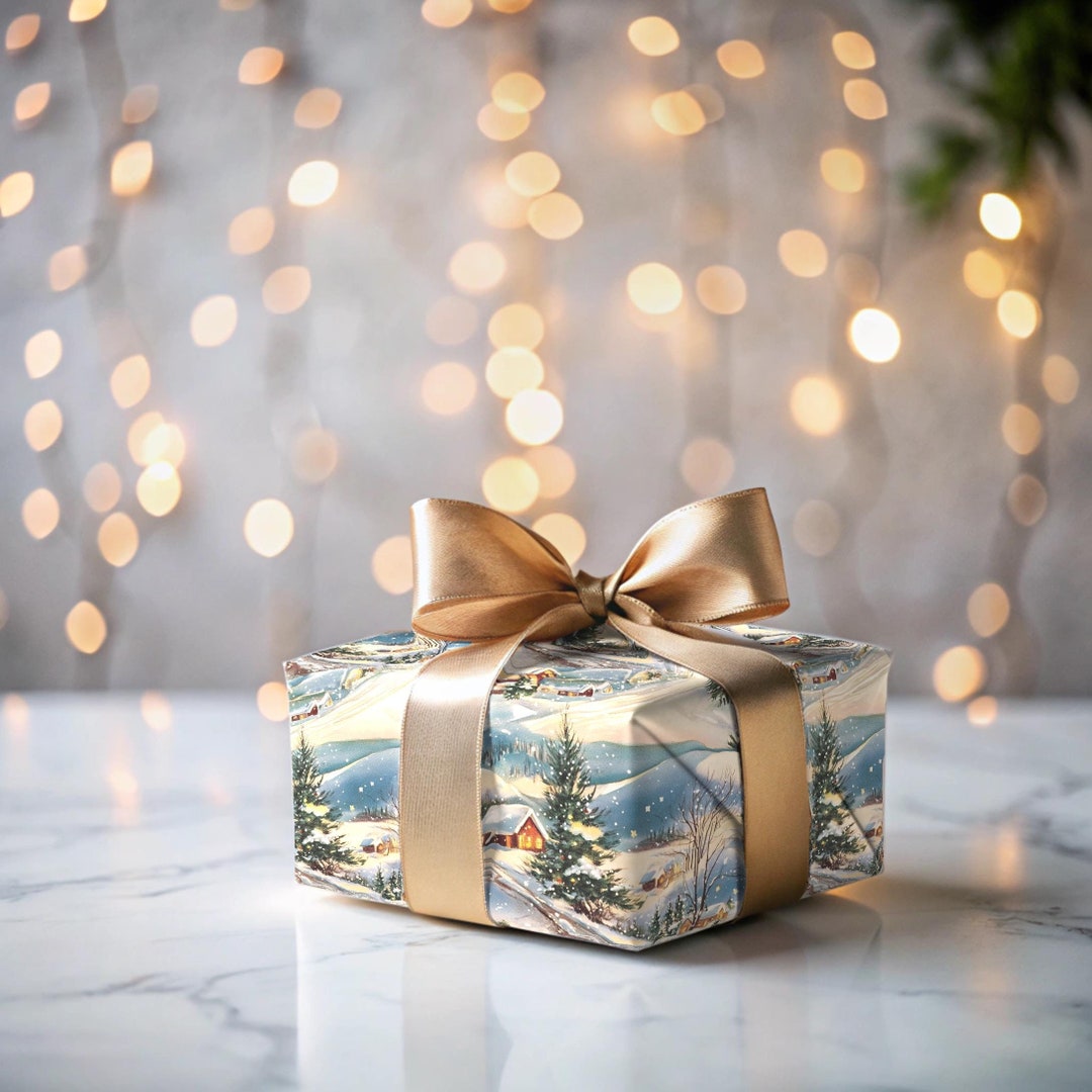 Winter Wonderland Wrapping Paper Gift Wrap Snowy Village Holiday Paper ...