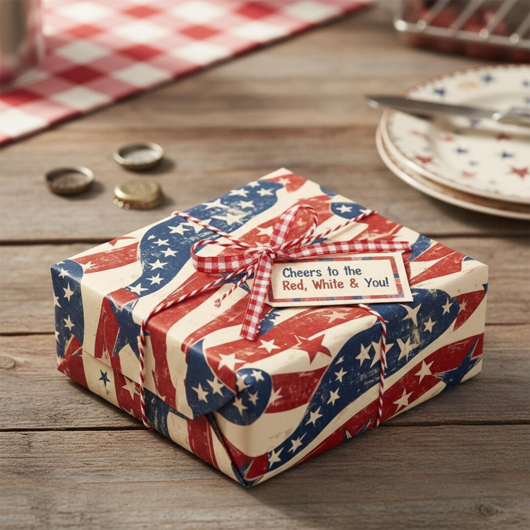 Patriotic Stars & Stripes Gift Wrap: USA Celebration Paper - Etsy
