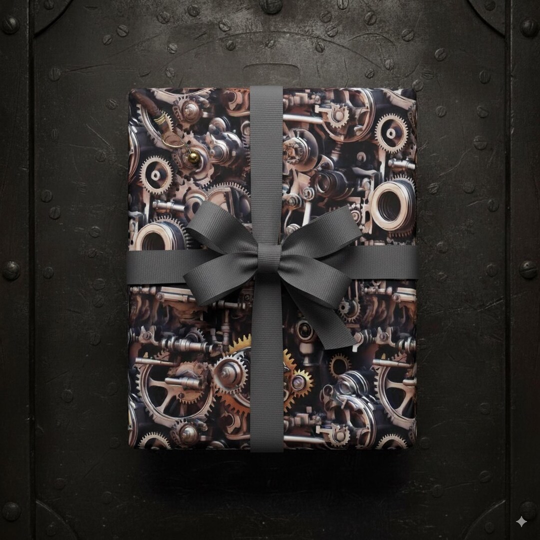 Mechanical Gears Wrapping Paper: Steampunk Cogs, Cylinders, Wheels - Etsy