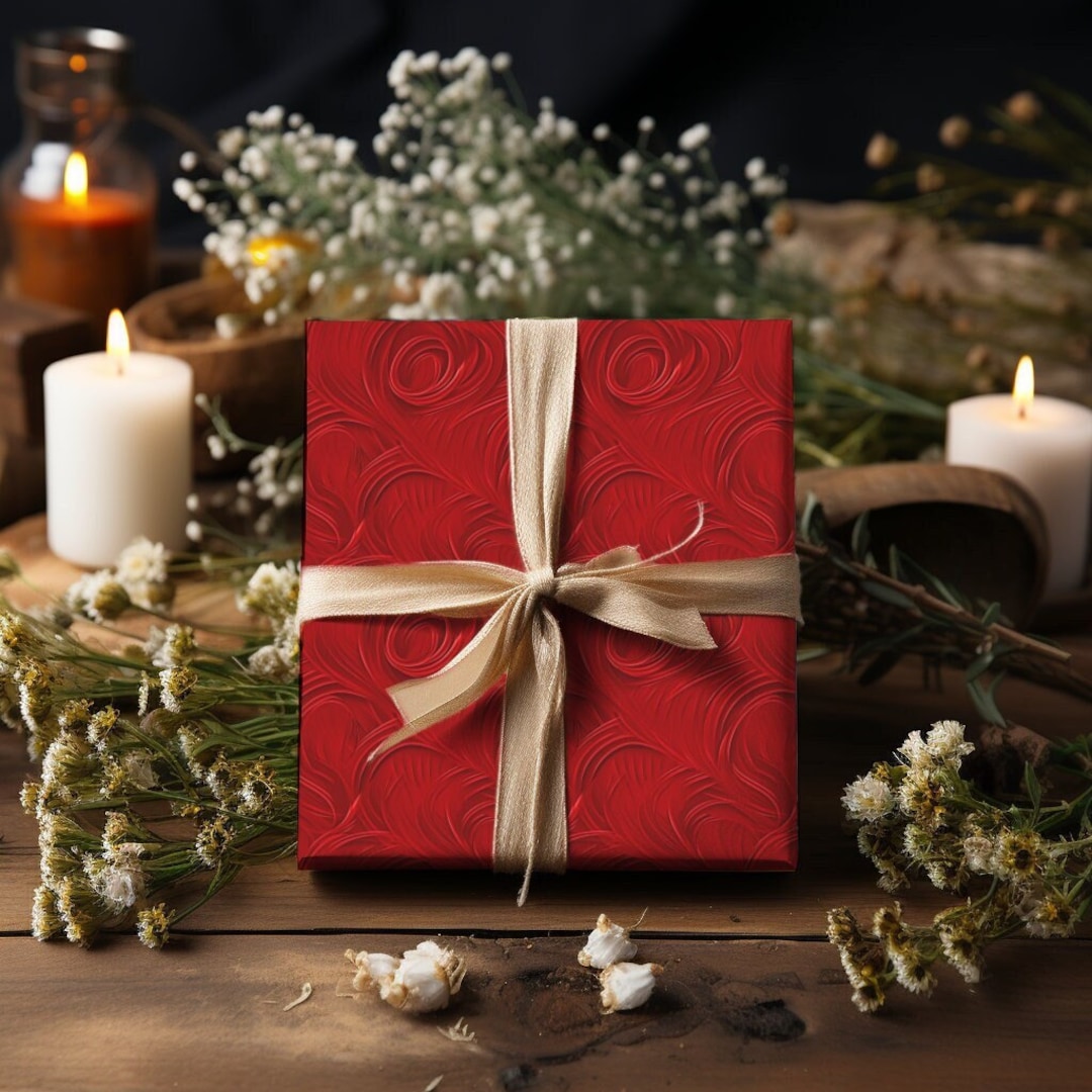 Red Swirl Gift Wrapping Paper Rose Red Paper Valentines Day Gift Wrap ...