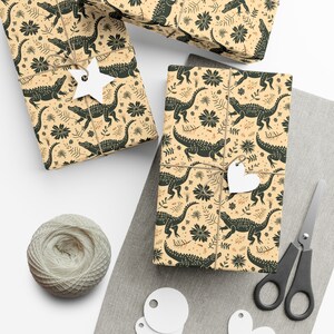 Alligator Party Gift Wrap Jungle Themed Wrapping Paper Croc Pattern ...