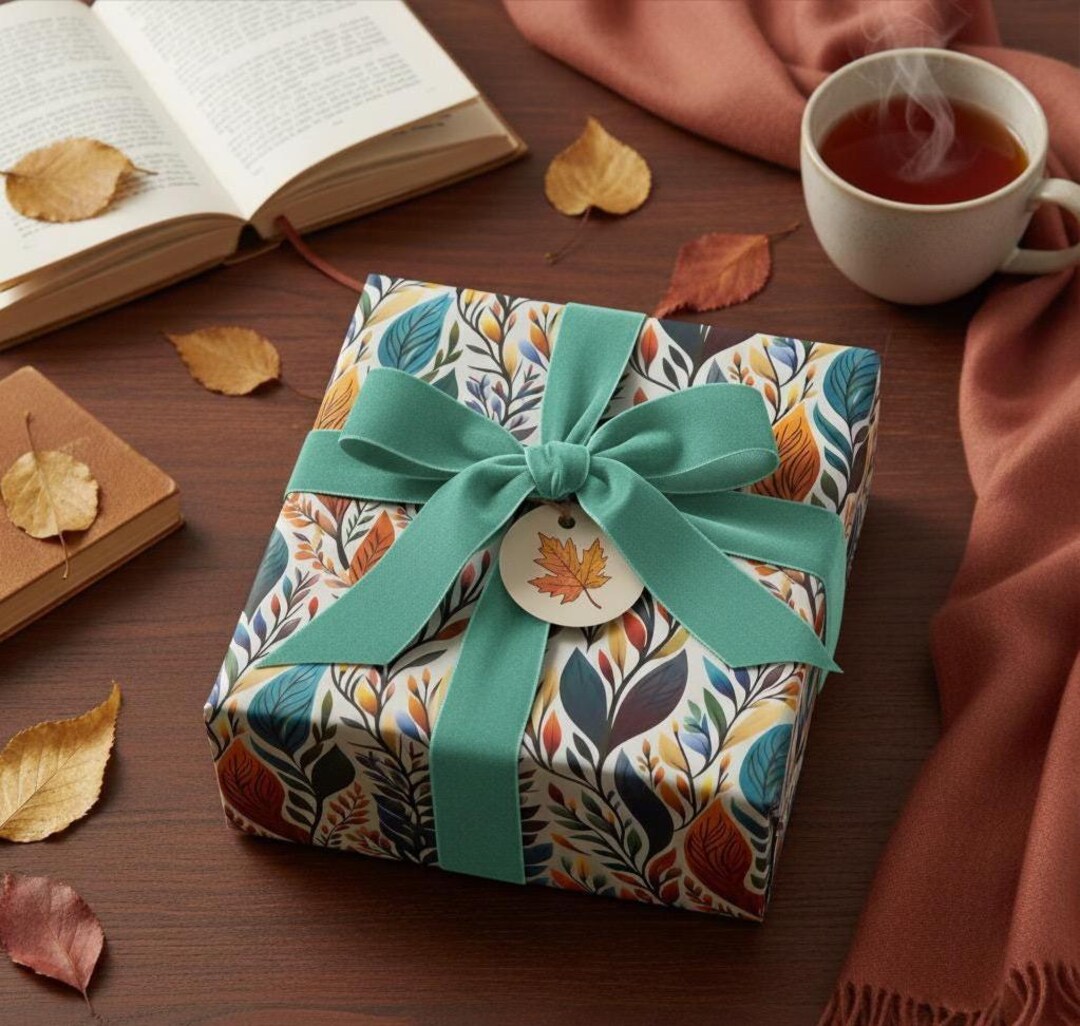 Autumn Leaves Wrapping Paper: Botanical Fall Foliage Gift Wrap - Etsy