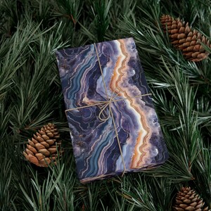 Elegant Marble Wrapping Paper Gift Wrap Purple Marbleized Design Unique ...