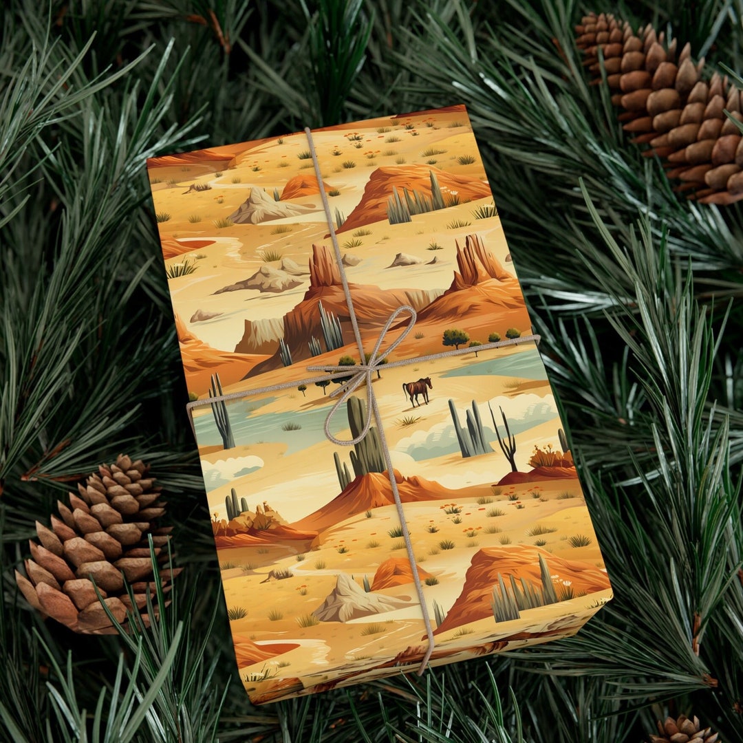 Desert Landscape Wrapping Paper Rustic Cactus Gift Wrap Scenic Nature ...