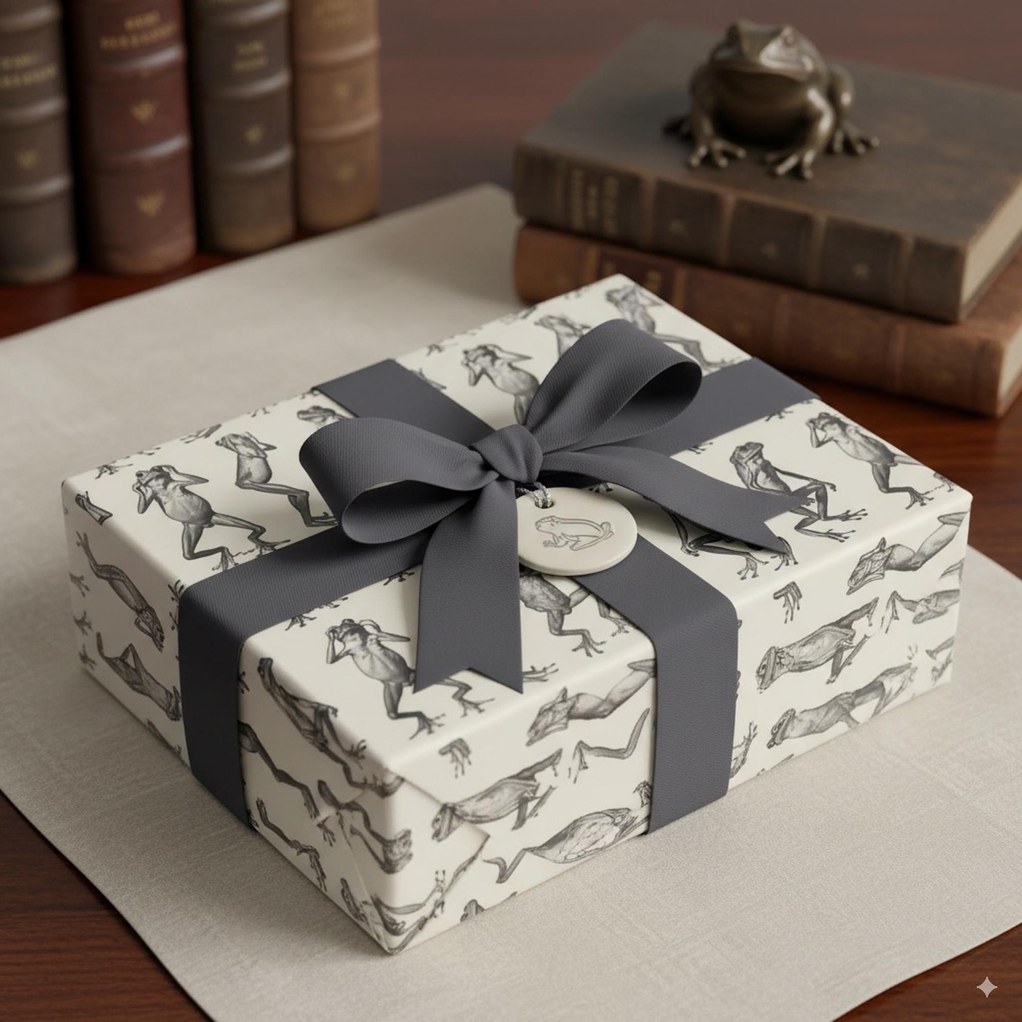 Frog Illustration Wrapping Paper: Quirky Amphibian Gift Wrap, Frog ...