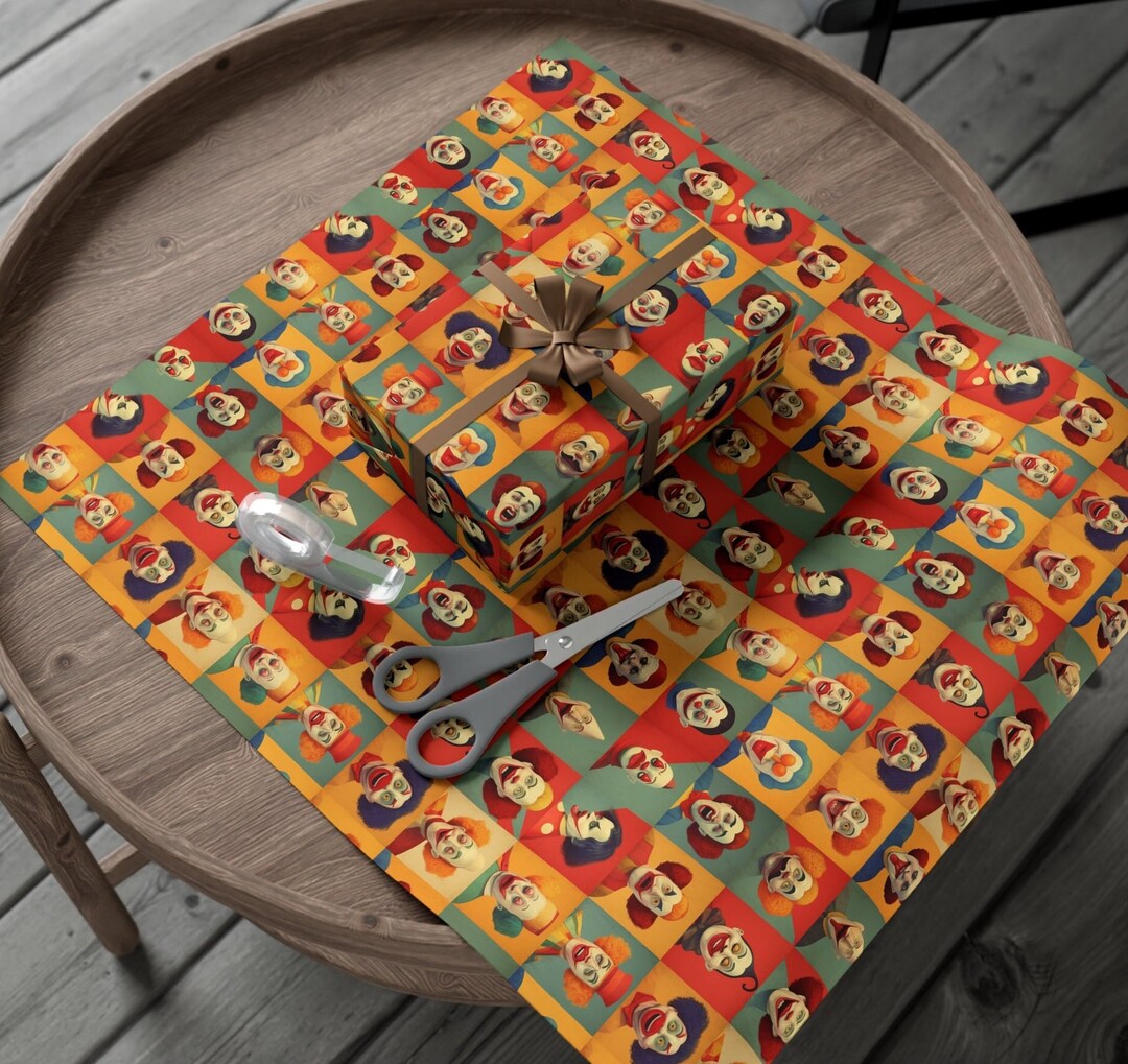 Colorful Clown Circus Gift Wrapping Paper Roll Fun Facial Expressions ...
