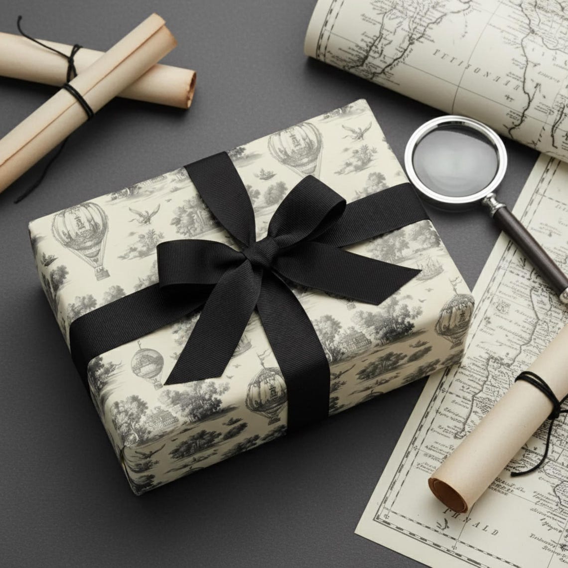 Vintage Toile Wrapping Paper: Whimsical Hot Air Balloon Gift Wrap - Etsy