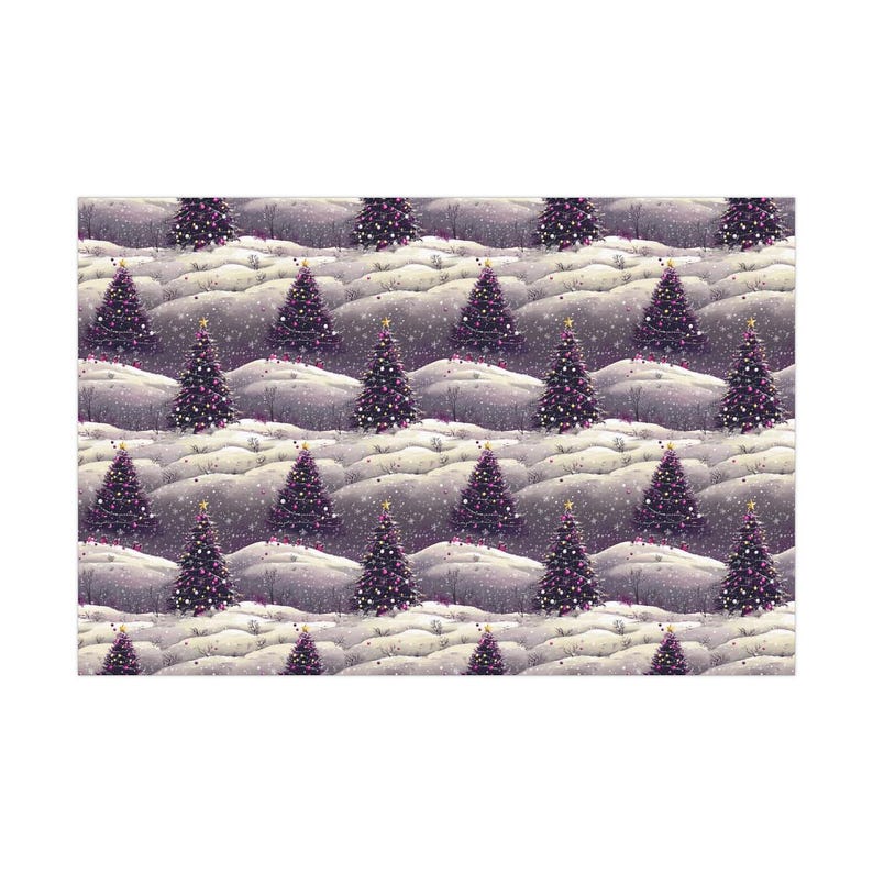 Winter Wonderland Wrapping Paper Christmas Gift Wrap Purple Snow ...