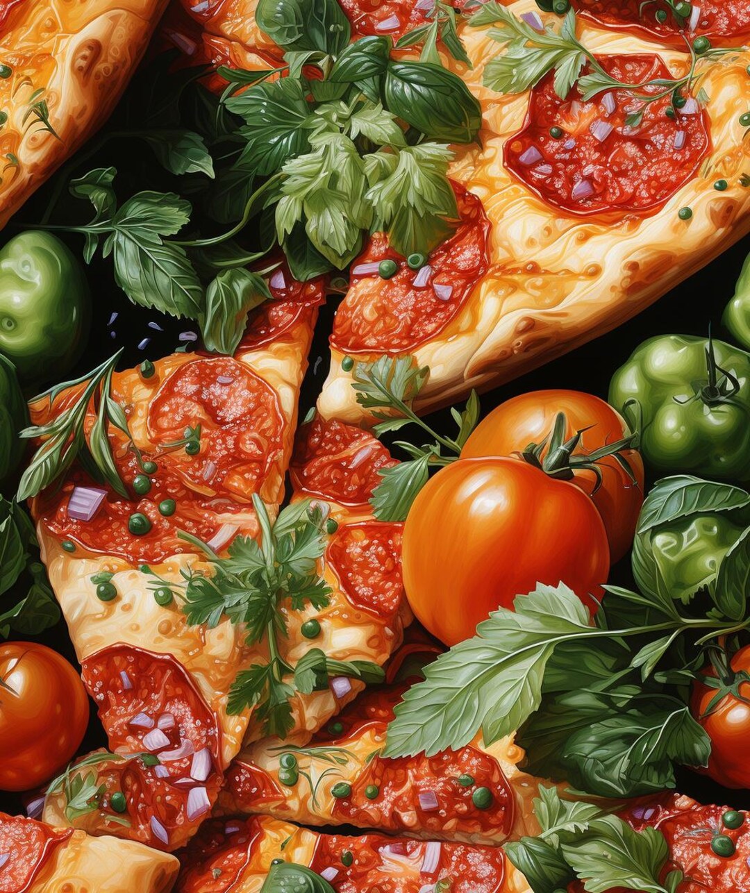 Italian Pizza and Tomato Wrapping Paper Delicious Design Fresh ...